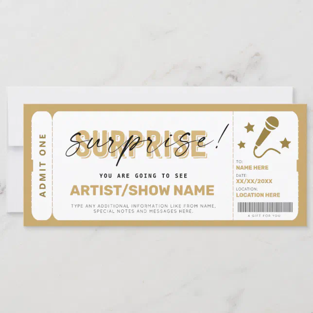 Birthday Gift Concert Ticket Template Show Voucher | Zazzle