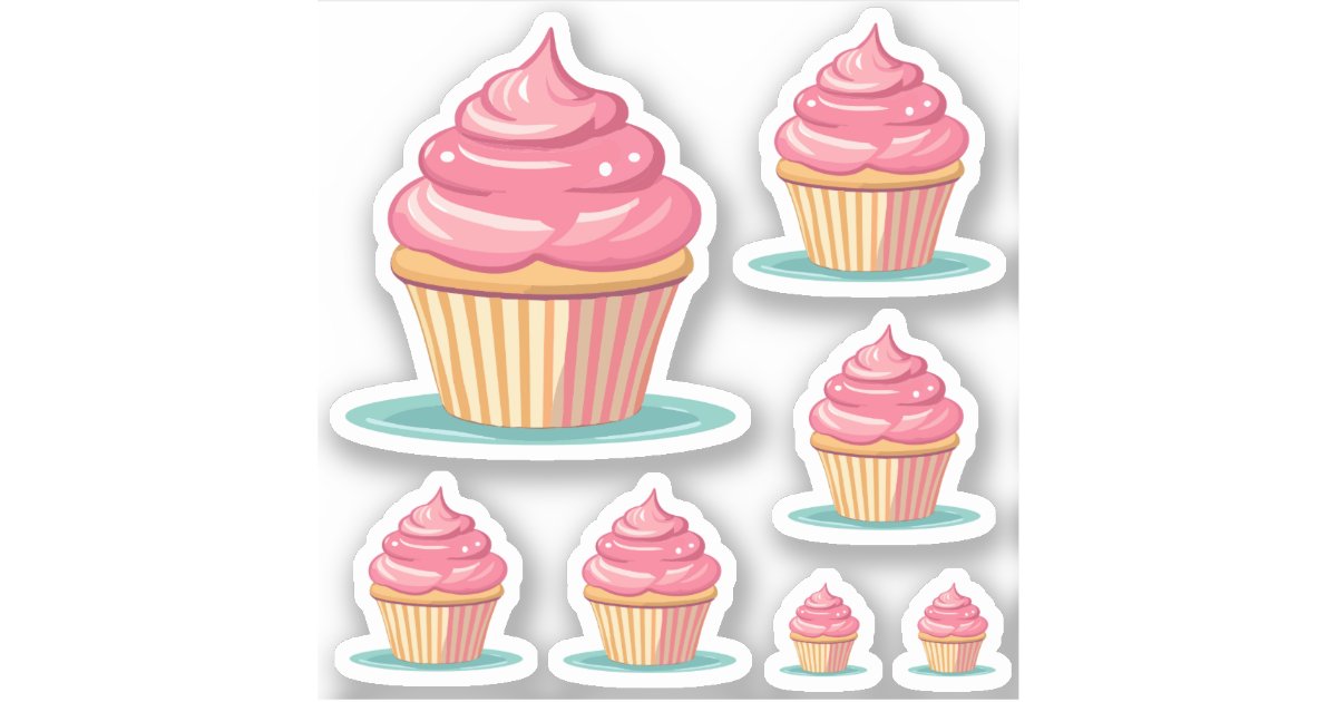 Birthday Girl Cute Pink Cupcakes Sticker | Zazzle