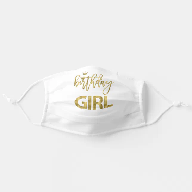 Birthday Girl Face Mask Faux Gold | Zazzle