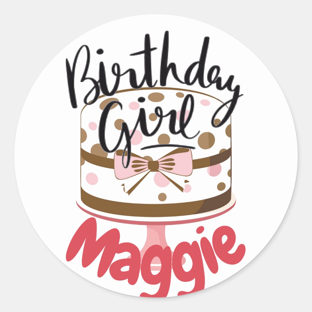 Birthday Girl Personalized Cake Design Sticker | Zazzle