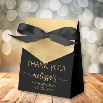 Birthday Gold Foil Monogram Script Thank You Favor Boxes | Zazzle