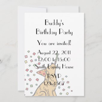 Birthday Golden Retriever Cartoon Invitations | Zazzle