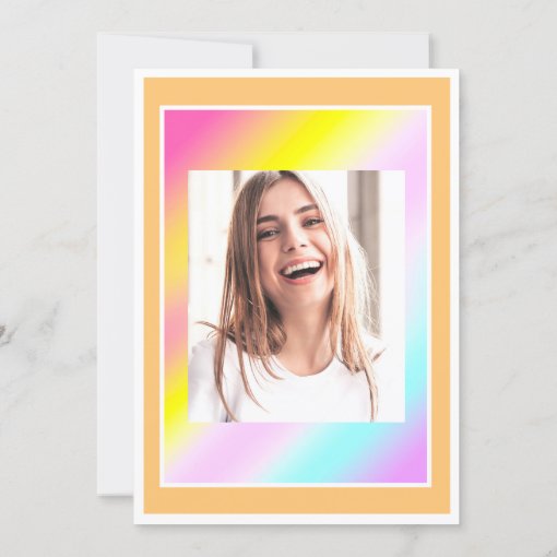 Birthday Graduate Pink Pastel Frame Photo Ombre Invitation | Zazzle