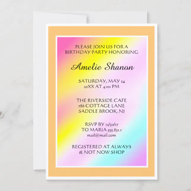 Birthday Graduate Pink Pastel Frame Photo Ombre Invitation | Zazzle