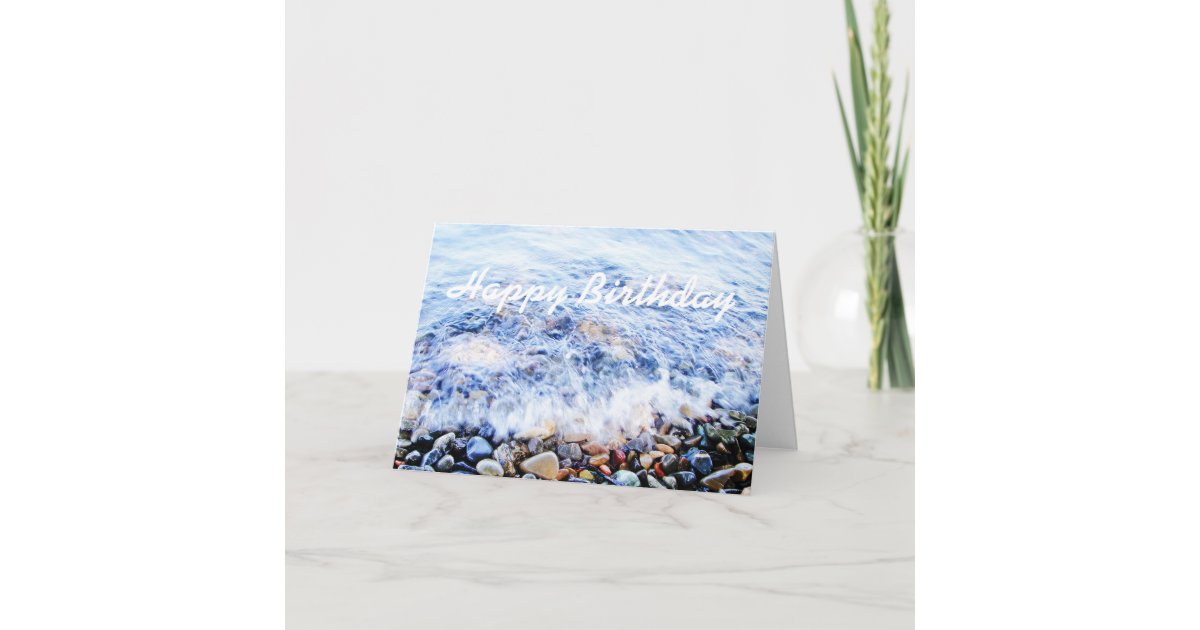 Birthday greeting card blue wave | Zazzle