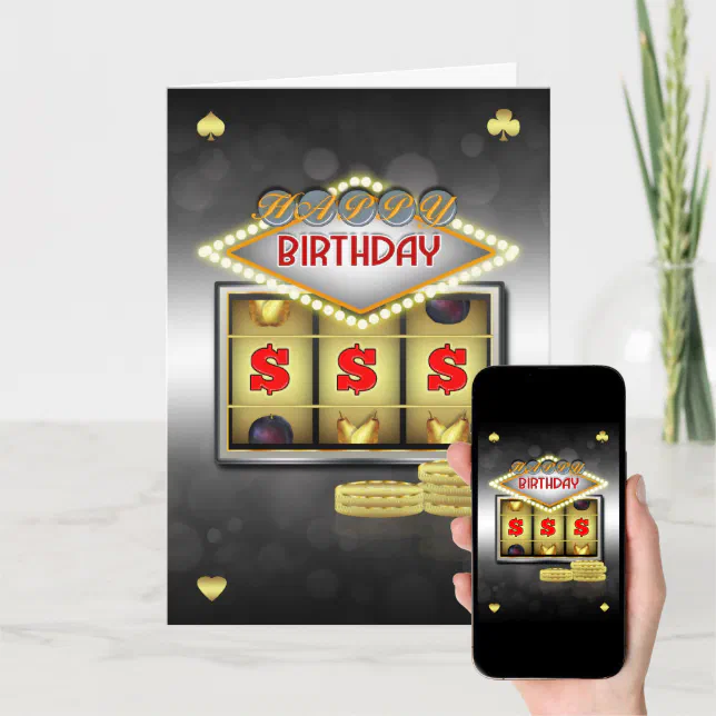 Birthday Greeting Card Casino Theme With Slots And | Zazzle