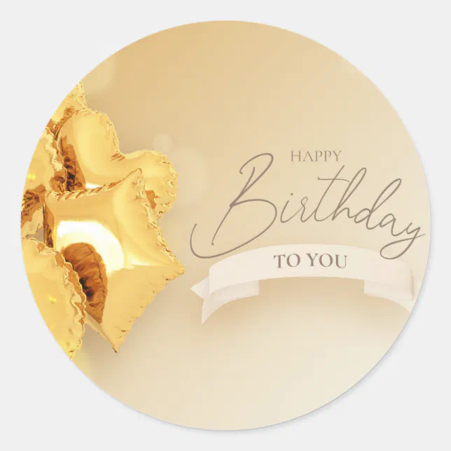 birthday greeting classic round sticker | Zazzle