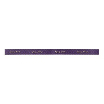 Birthday Halloween Purple Black Checkered Pattern Satin Ribbon | Zazzle