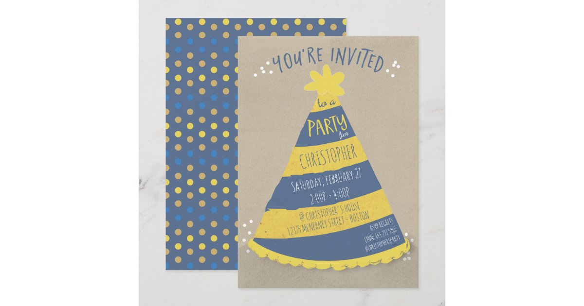 Birthday Hat Invitation | Zazzle