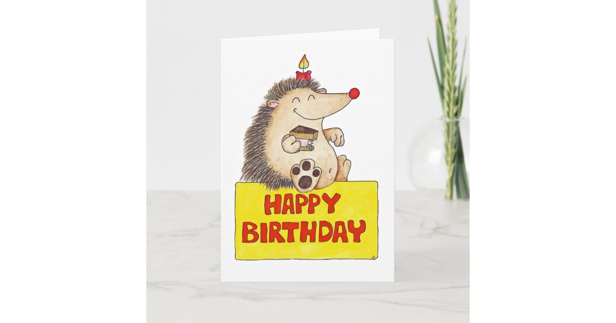 BIRTHDAY HEDGEHOG greeting card by Nicole Janes | Zazzle