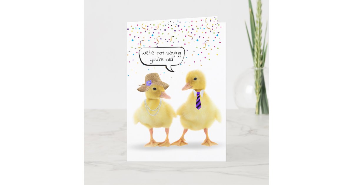 Birthday Humor Ducklings and Confetti Card | Zazzle