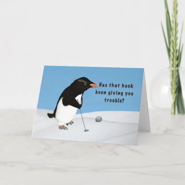 Birthday, Humorous Penguin Playing Golf Card | Zazzle