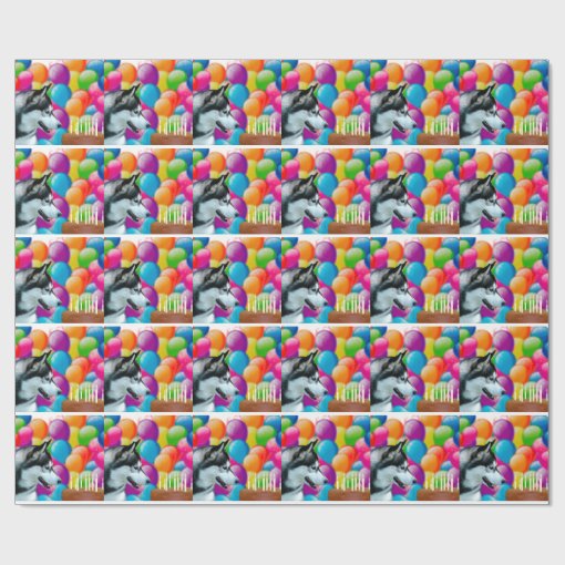 Birthday Husky Wrapping Paper | Zazzle