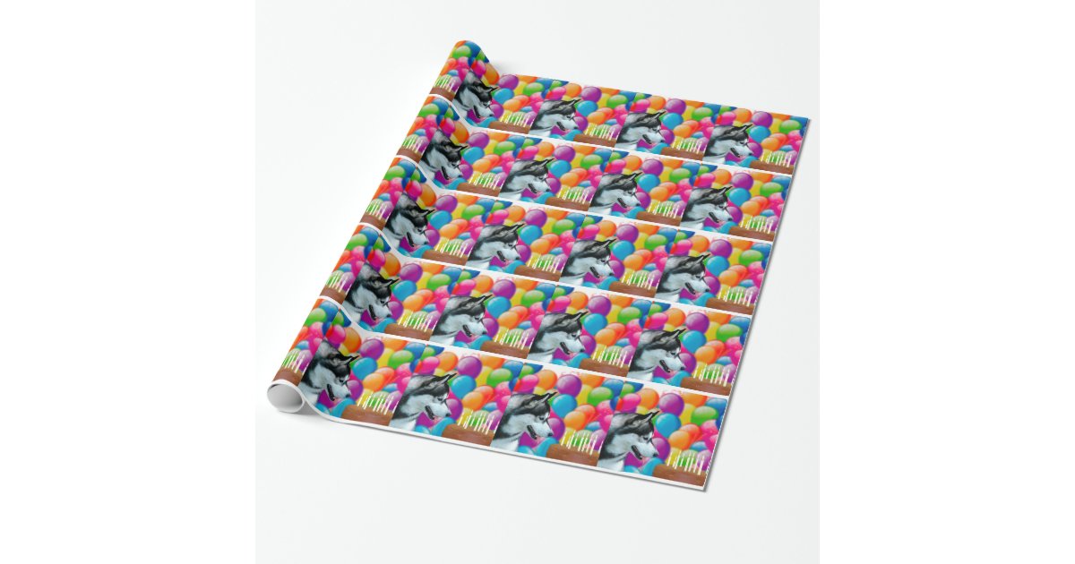 Birthday Husky Wrapping Paper | Zazzle