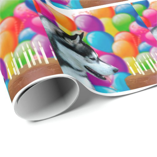 Birthday Husky Wrapping Paper | Zazzle