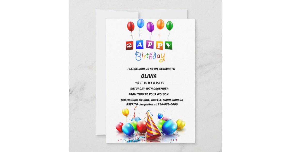 Birthday invation with ballons invitation | Zazzle
