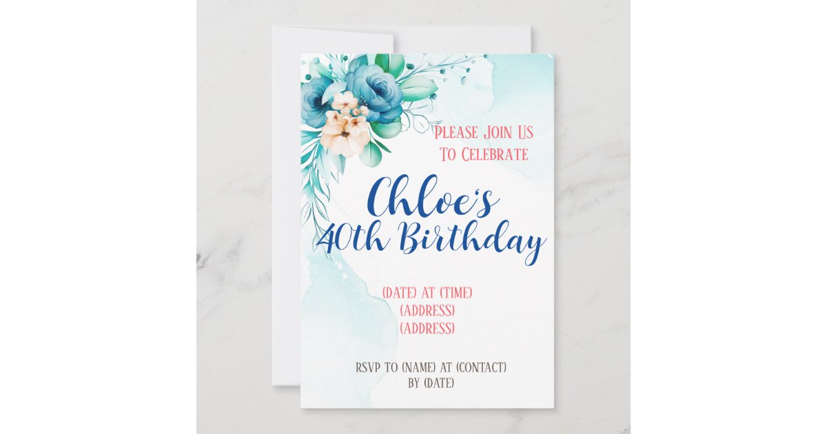 Birthday Invitation Card, Editable Template | Zazzle