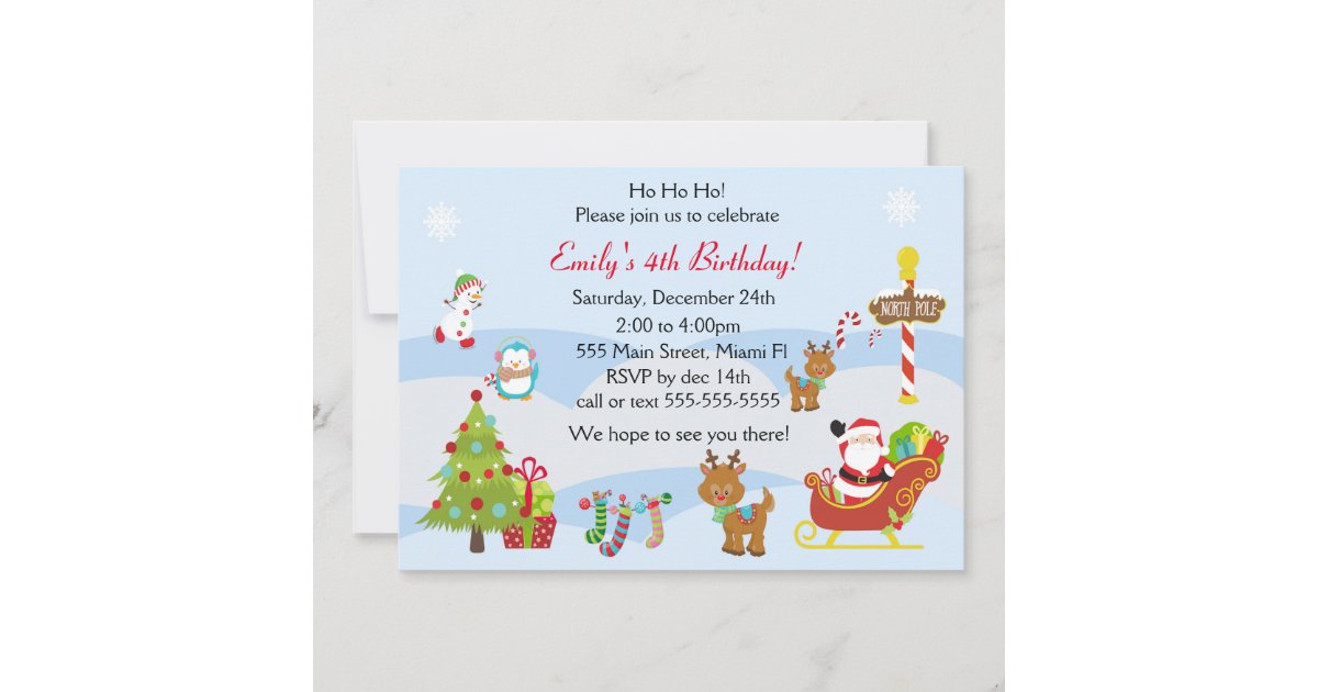 Birthday Invitation Christmas Kids Party | Zazzle
