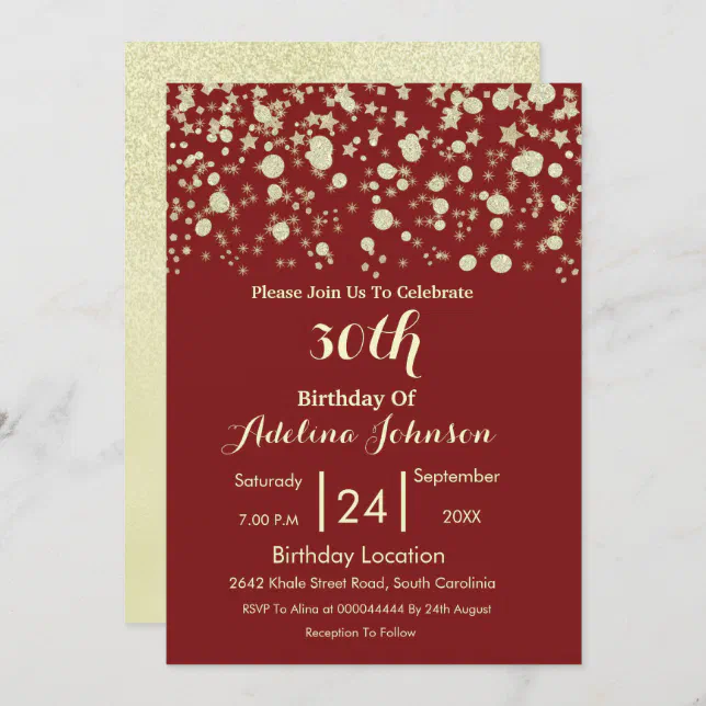 Birthday Invitation| Creamy Elegant Royal Red Invitation | Zazzle