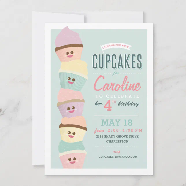 Birthday Invitation // Cupcake Party | Zazzle