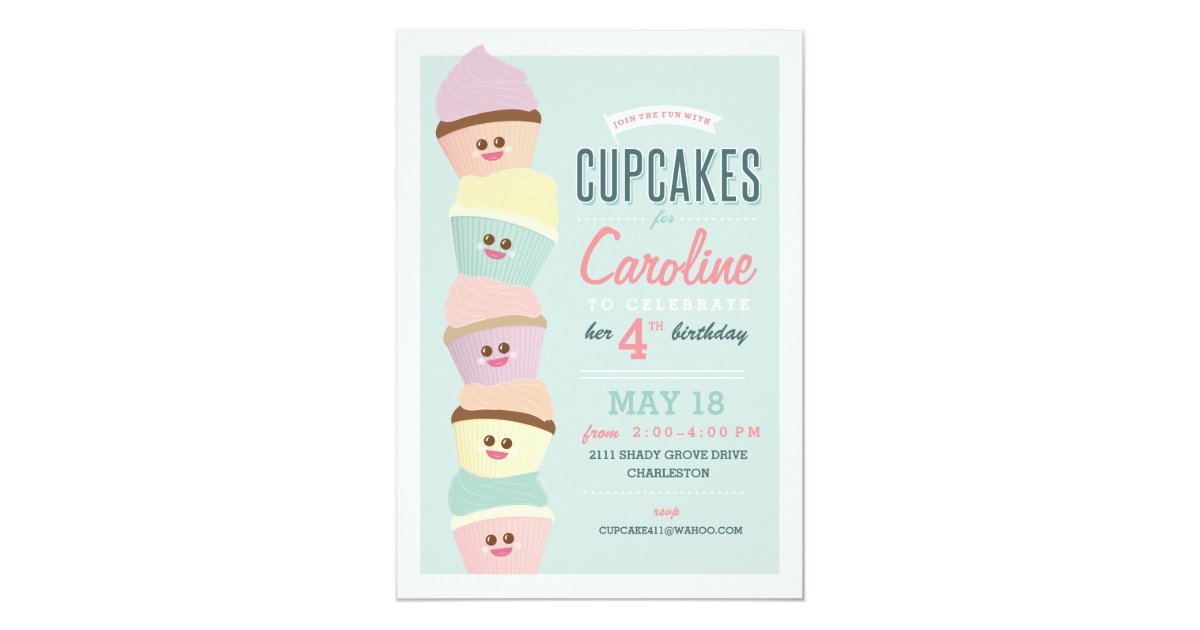 Birthday Invitation // Cupcake Party | Zazzle.com