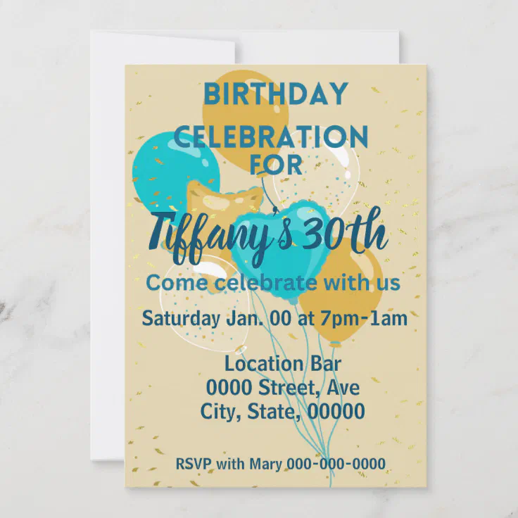 Birthday Invitation, Customize-able Invitation | Zazzle