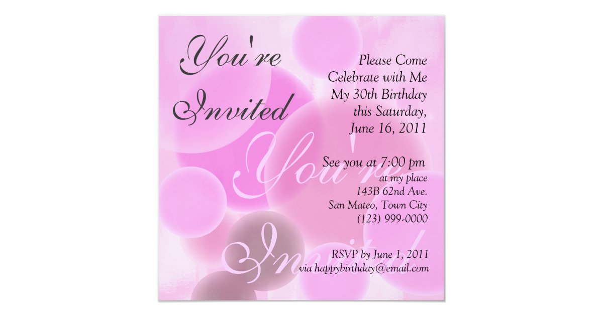 Birthday Invitation in Pink | Zazzle.com