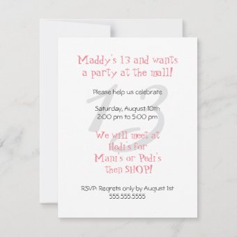 Birthday Invitation - Party at the Mall | Zazzle