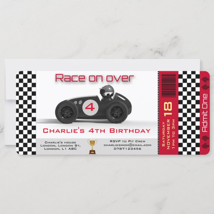 Birthday Invitation Racing Car Theme personalized | Zazzle