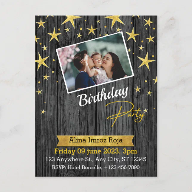 Birthday Invitation Standard Postcard | Zazzle
