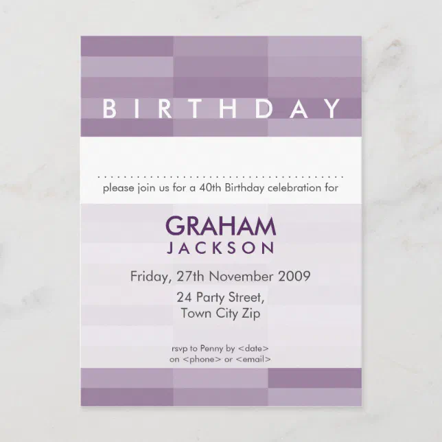 BIRTHDAY INVITE :: modern rectangular panel 4 | Zazzle