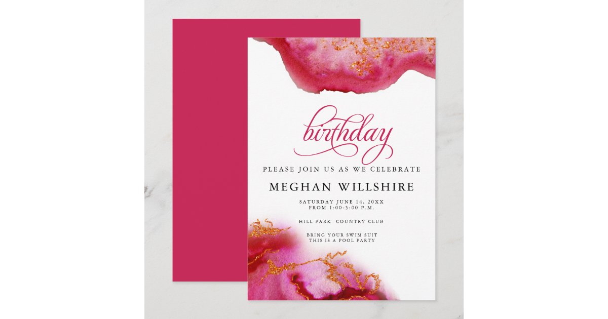 Birthday January Garnet Watercolor Geode Invitation | Zazzle