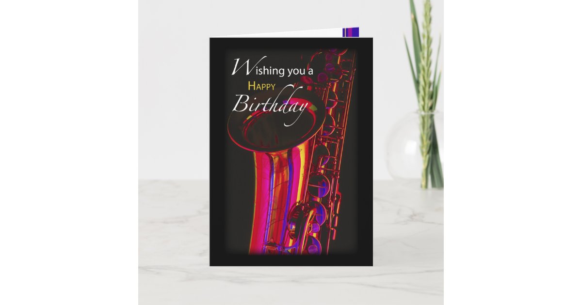 Birthday Jazz, Saxophone Card | Zazzle
