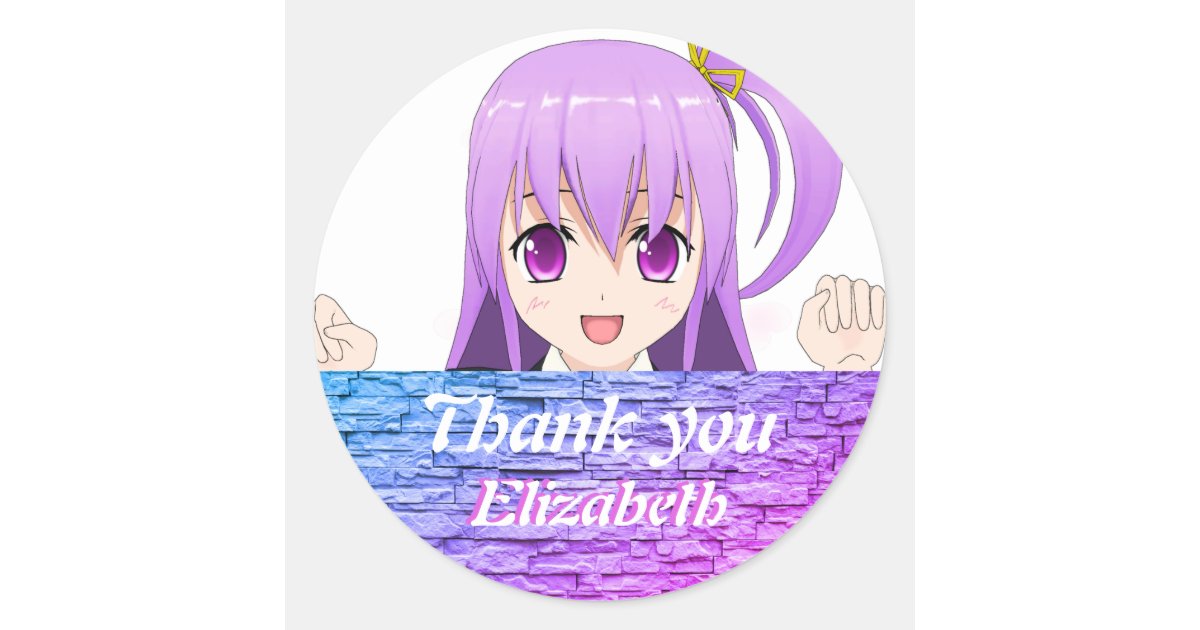 Birthday kawaii anime japanese style thank you classic round sticker ...