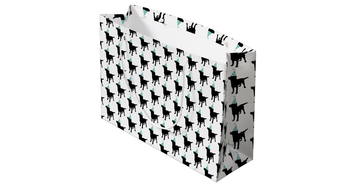 Birthday Labrador Black Dog In Party Hat Large Gift Bag | Zazzle