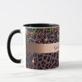 Birthday leopard pattern brown black name age mug | Zazzle