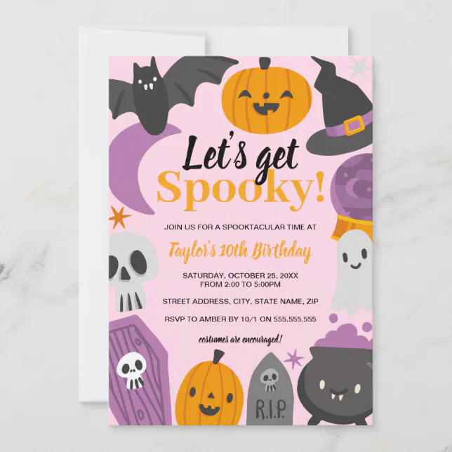 Birthday Let's Get Spooky Halloween Party Invitation | Zazzle