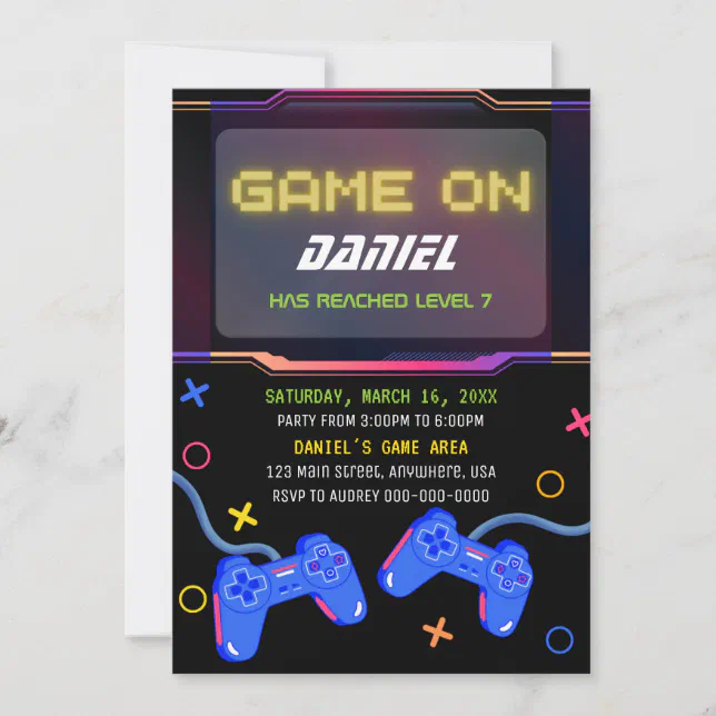 Birthday Level Up Gamer Birthday Invitation | Zazzle