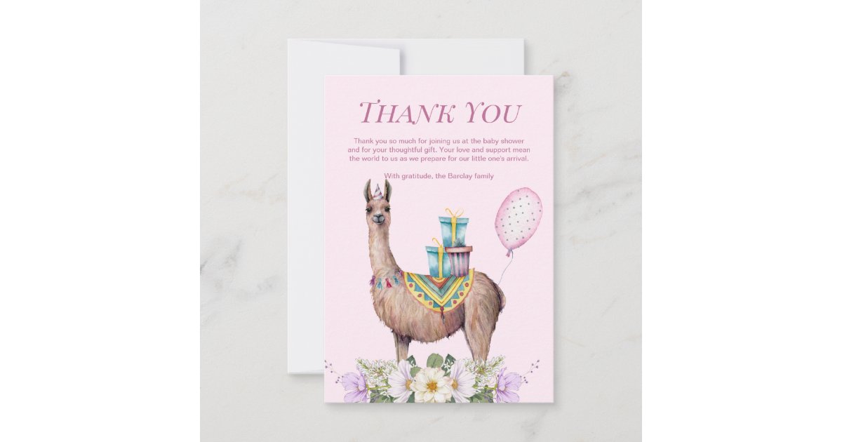 Birthday Llama Thank You Card | Zazzle