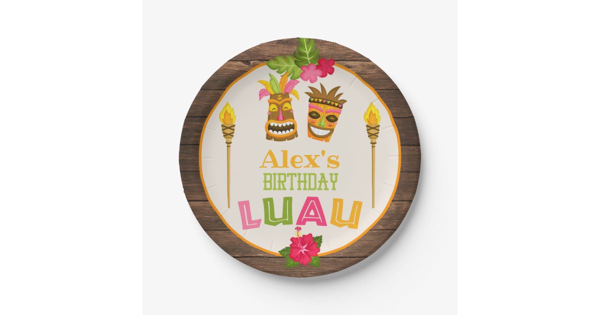 Birthday Luau - Paper Plate - Boy | Zazzle