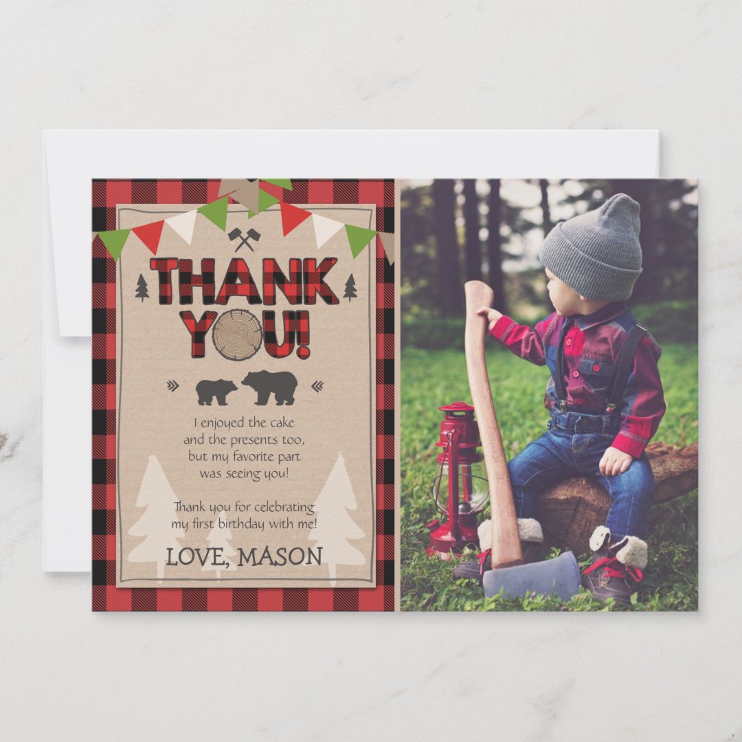 Birthday Lumberjack Thank You Card Lumberjack | Zazzle