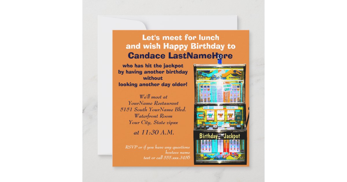 Birthday Luncheon Slot Machine Jackpot Invitation | Zazzle