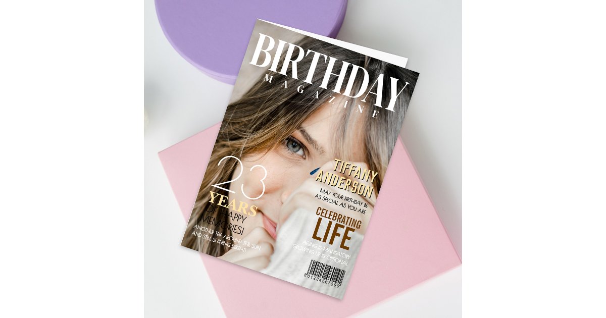 Birthday Magazine Cover Photo Card | Zazzle