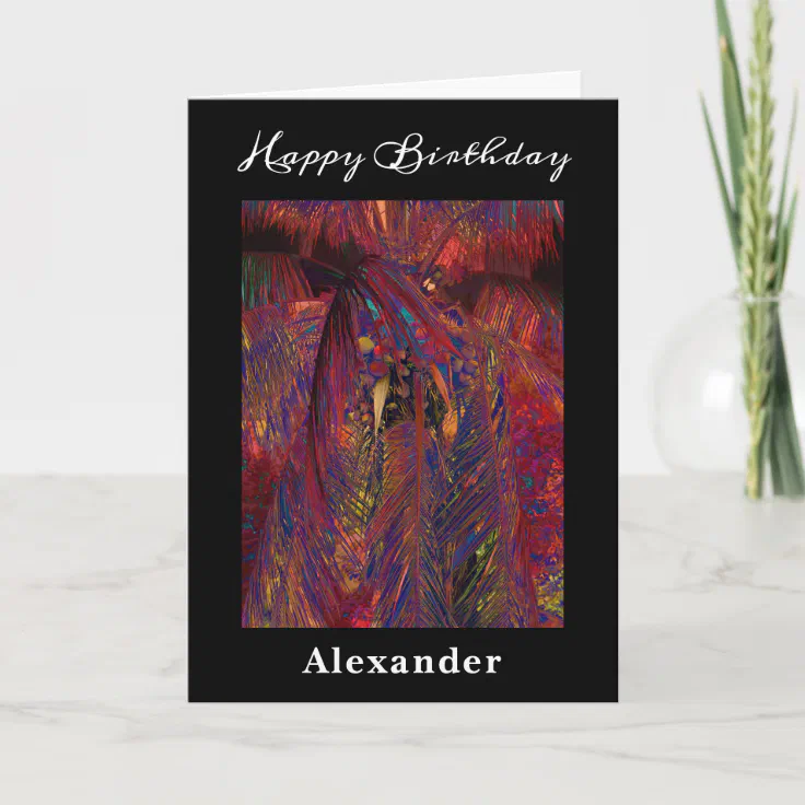 Birthday Modern Colorful Coconut Tree Tropical Card | Zazzle
