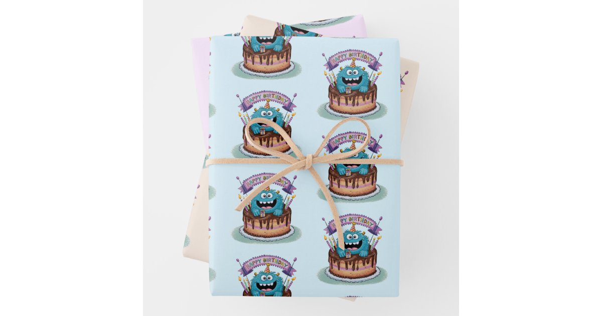 Birthday Monster Wrapping Paper Sheets | Zazzle