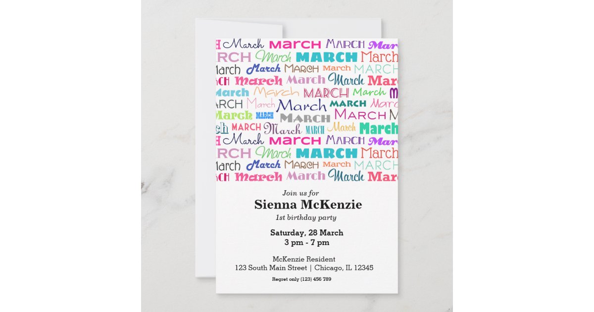 Birthday month March Invitation | Zazzle