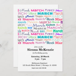Birthday month March Invitation | Zazzle