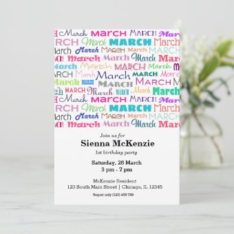 Birthday month March Invitation | Zazzle