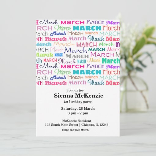 Birthday month March Invitation | Zazzle