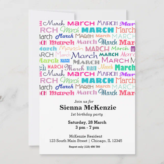 Birthday month March Invitation | Zazzle